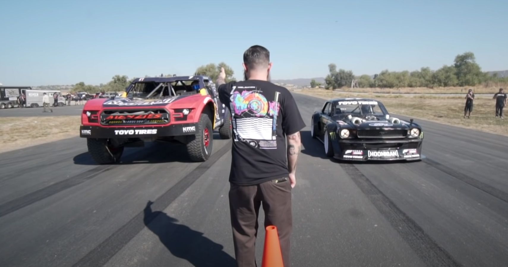 Watch Ken Block's 1400-HP Modified Mustang Race A Big Bad Wheelie ...